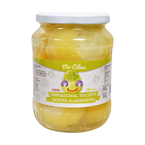 Káposztával töltött almapaprika csípős 720ml-Mr. Cibus (8db/#)